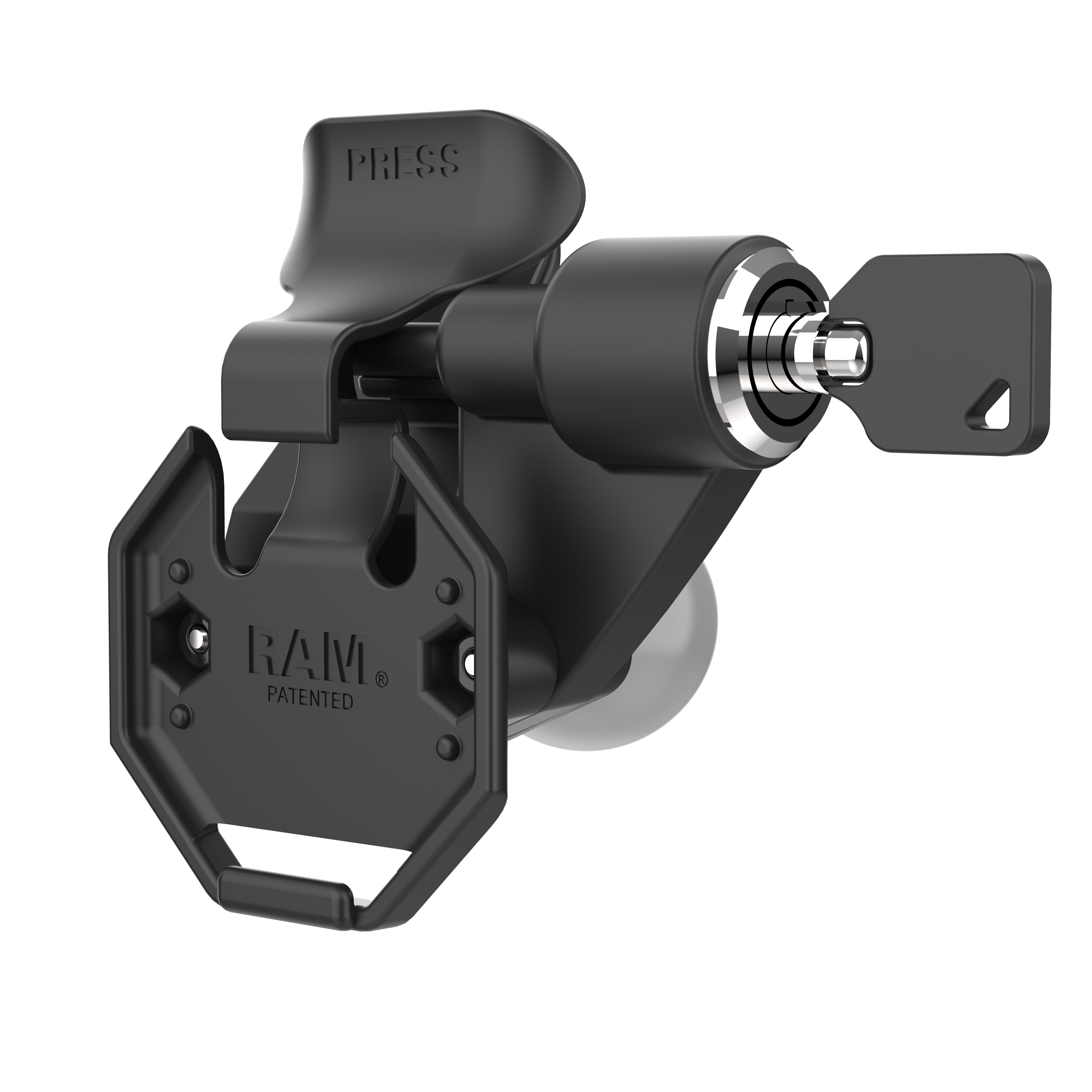 RAM® Right Locking Holder for Tablets with GDS® Uni-Conn™ Button | Strike